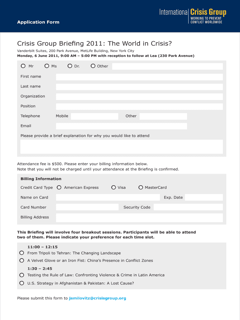 Fillable Online crisisgroup Crisis Group Briefing 2011 The World in ...