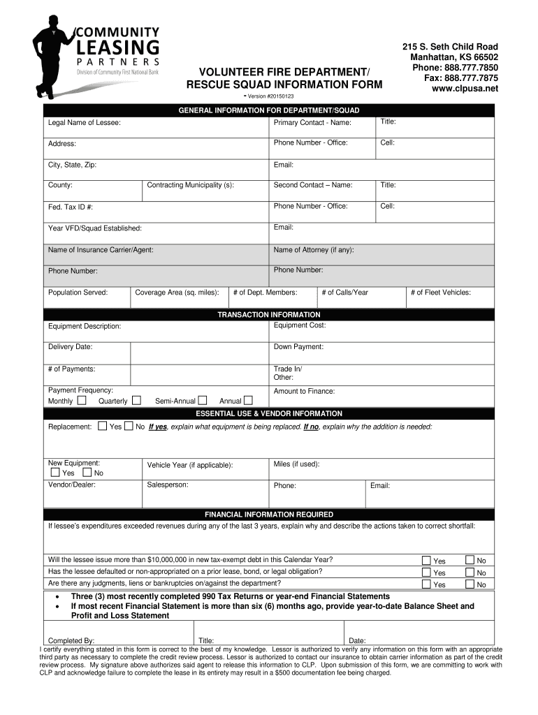 Fillable Online clpusa Volunteer Fire Department Application Form Fax Email Print - pdfFiller
