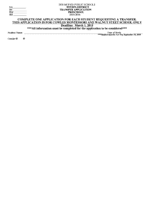 Fillable Online dmschools COMPLETE ONE APPLICATION FOR EACH STUDENT REQUESTING A ... Fax Email ...