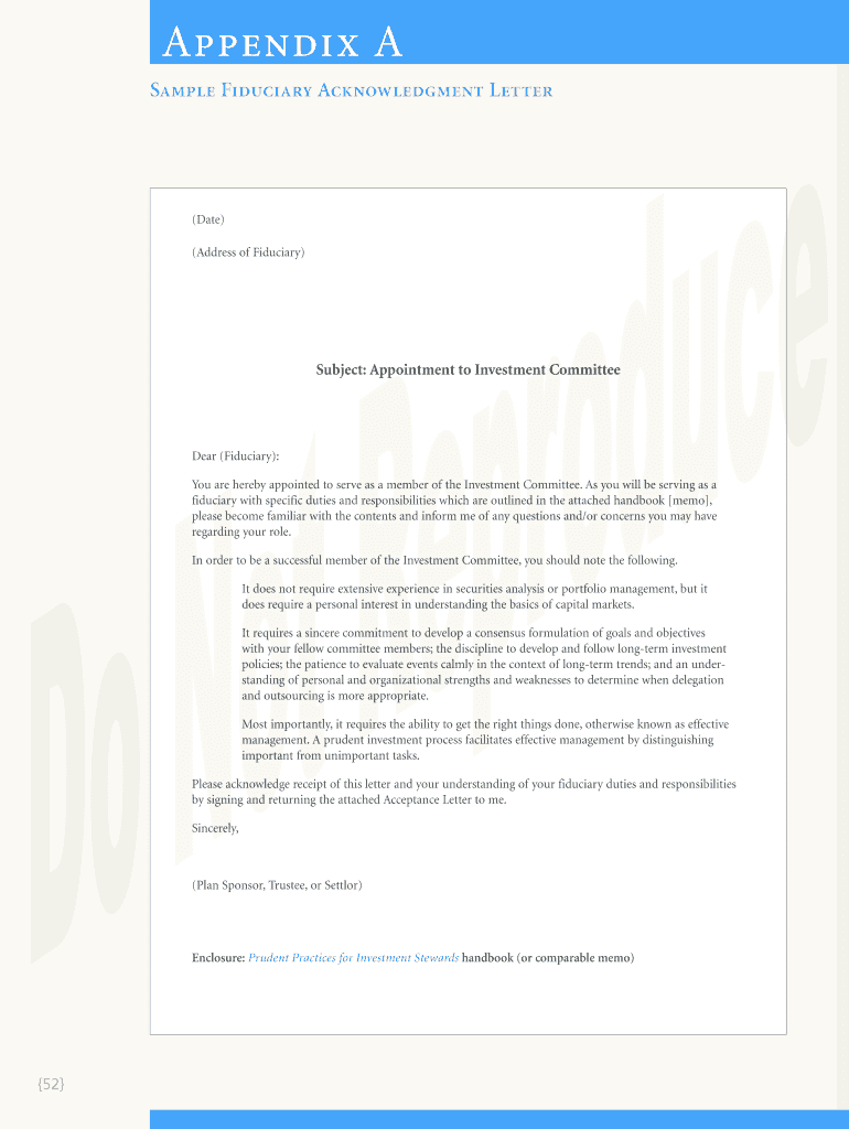 Fillable Online Sample Fiduciary Acknowledgment Letter Fax Email Print ...