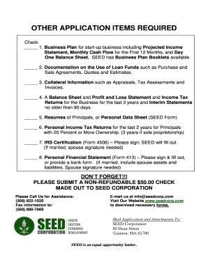 Fillable Online SEED bApplicationb - SEED Corp Fax Email Print - pdfFiller