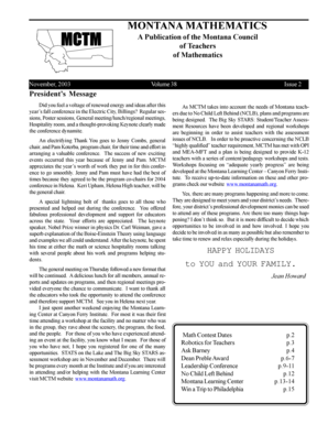 Fillable Online MCTM November, 2003 MONTANA MATHEMATICS A Publication of the Montana Council of ...