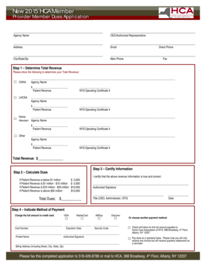 Fillable Online hca-nys 2015 New HCA Member Application - hca-nys Fax ...