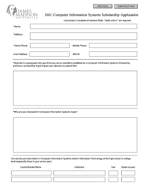 Fillable Online cob jmu JMU Computer Information Systems Scholarship ...