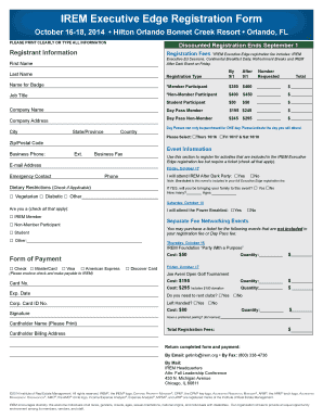 Fillable Online irem IREM Executive Edge Registration Form Fax Email Print - pdfFiller
