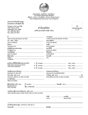 Fillable Online Laos VISA Application form for USA - A Guide to Laos ...