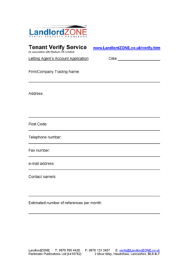 Fillable Online Tenant Verify Service www.LandlordZONE.co.uk/verify.htm ...