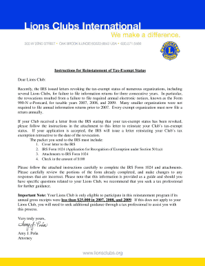 Fillable Online lionsclubs 1. Instructions For Reinstatement of Tax ...