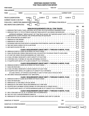 Fillable Online Tow Truck Inspection Report HQ 1698 Fax Email Print ...