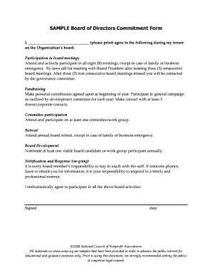 Fillable Online mtnonprofit Board of Directors Commitment Form ...