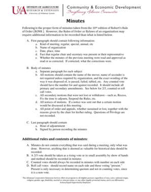 Fillable Online uaex Proper form of Minutes - www.UAEX.edu. - uaex Fax ...