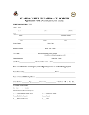 Fillable Online nbcfaene AVIATION CAREER EDUCATION (ACE) ACADEMY ...