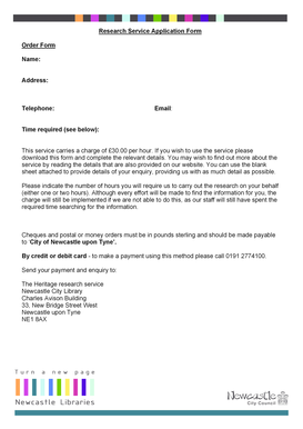 Fillable Online Research Service Application Form Telephone: Email Fax ...