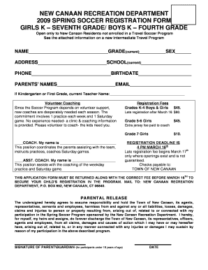 Fillable Online 2004 FALL SOCCER REGISTRATION FORM - New Canaan ...