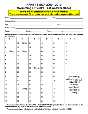 Fillable Online ccaaswim NFHS TISCA 2009 - 2010 Swimming Official39s ...