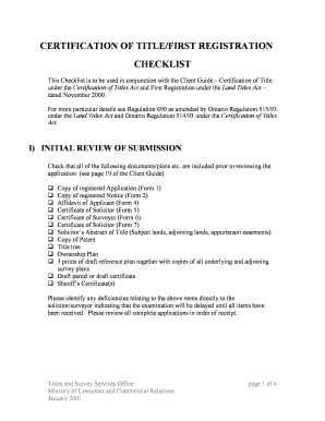 Fillable Online CERTIFICATION OF TITLE/FIRST REGISTRATION Fax Email ...