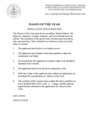 Fillable Online Mason of the Year bApplicationb - Prince Hall Grand ...