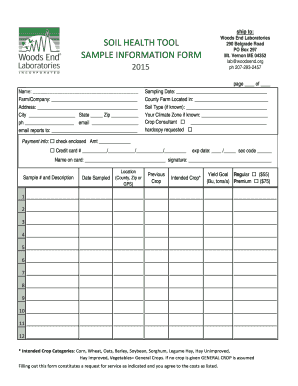 Fillable Online woodsend Soil Sample Info Form - Woods End Laboratories ...