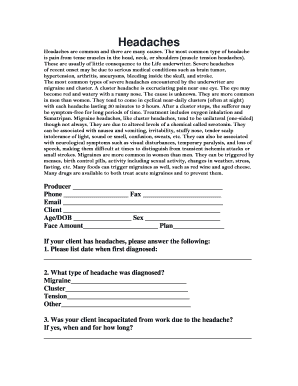Fillable Online Headaches are common and there are many causes Fax Email Print - pdfFiller