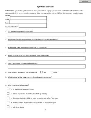 Fillable Online pacweb alamo Synthesis Exercises Fax Email Print ...
