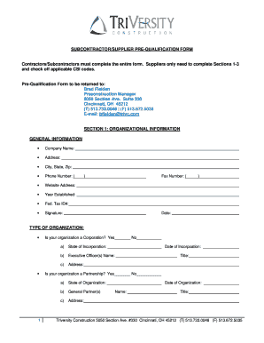Fillable Online Triversity's Subcontractor-Supplier Pre-Qualification ...