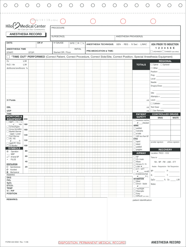 Fillable Online sld ANESTHESIA RECORD - Infomed Portal de la Red de ...