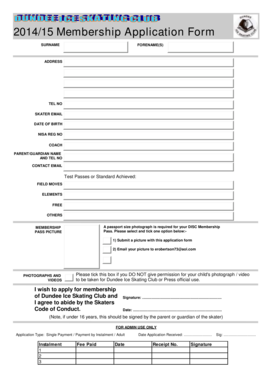 Fillable Online DISC Application Form - Dundee Ice Skating Club Fax Email Print - pdfFiller