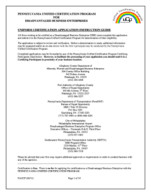 Fillable Online buckscounty PA Unified Certification Application for ...