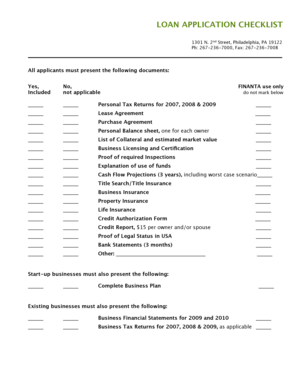 Fillable Online finanta Loan bApplicationb Checklist - Finantapages ...