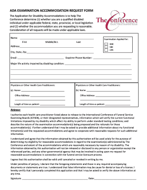 Fillable Online ADA EXAMINATION ACCOMMODATION REQUEST FORM Fax Email Print - pdfFiller