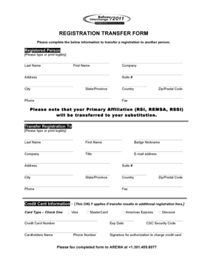 Fillable Online railwayinterchange REGISTRATION TRANSFER FORM - Railway ...