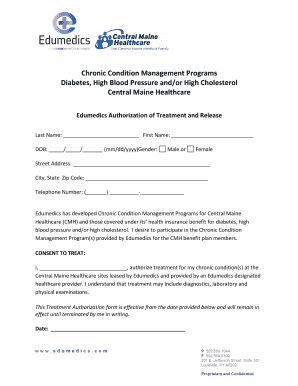 Fillable Online Chronic Condition Consent to Treat and Release ...