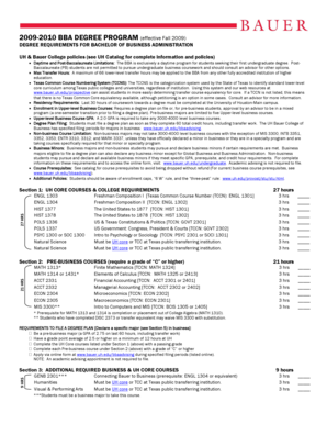 Fillable Online bauer uh 2009 Degree Plan - CT Bauer College of ...