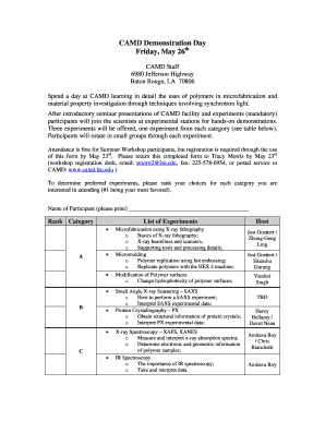 Fillable Online camd lsu Advanced registration required with this form ...