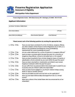 Fillable Online doc dc Firearms Registration Application Statement of ...