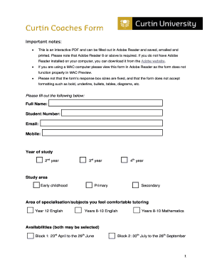 Fillable Online Curtin Coaches Form Fax Email Print - pdfFiller