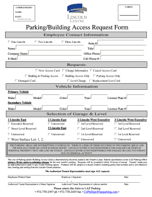 Fillable Online COMPLETED BY: NAME: DATE: Parking/Building Access ...