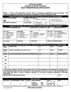 Fillable Online STATE OF ALASKA DIVISION OF MOTOR VEHICLES BOAT ...