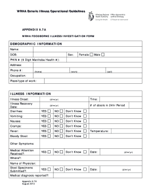 Fillable Online WRHA FOODBORNE ILLNESS INVESTIGATION FORM Fax Email ...