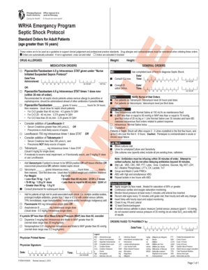 Fillable Online WRHA Emergency Program Septic Shock Protocol Fax Email ...
