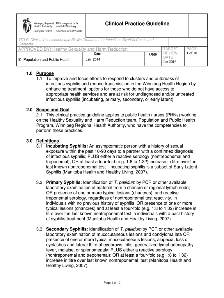 Fillable Online Clinical Assessment and Bicillin Treatment for ...