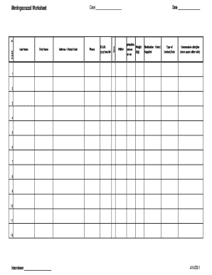 Fillable Online Meningococcal Worksheet Fax Email Print - pdfFiller