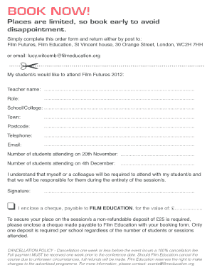 Fillable Online filmeducation Places are limited, so book early to ...