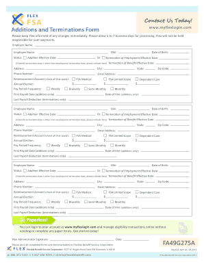 Fillable Online FSA additions terminations form Fax Email Print - pdfFiller