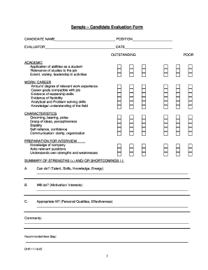 Fillable Online Sample Candidate Evaluation Form Fax Email Print ...