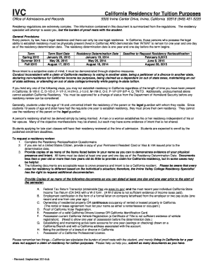 Fillable Online California Residency for Tuition Purposes - Admissions ...