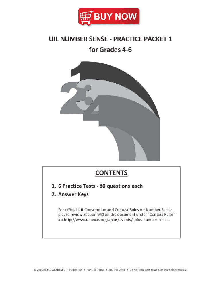 Fillable Online Number Sense UIL Practice Packet. number sense UIL ...