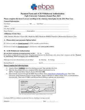 Fillable Online medicine tufts Payment Form and ACH Withdrawal ...