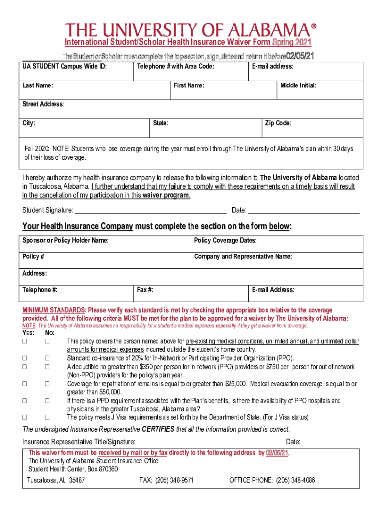 Fillable Online University Health Plans Waiver FormLife-Healthy.Net Fax ...