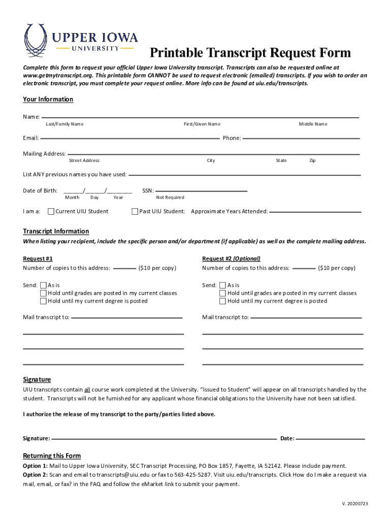 Fillable Online Umuc Online Transcript Request Form - Fill and Sign ...